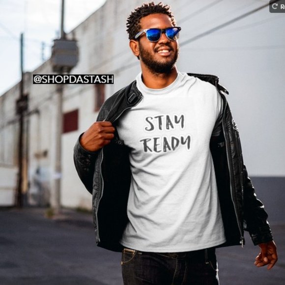 Ideal T | Tops | Stay Ready Graphic Black On White Poly Cotton Unisex ...